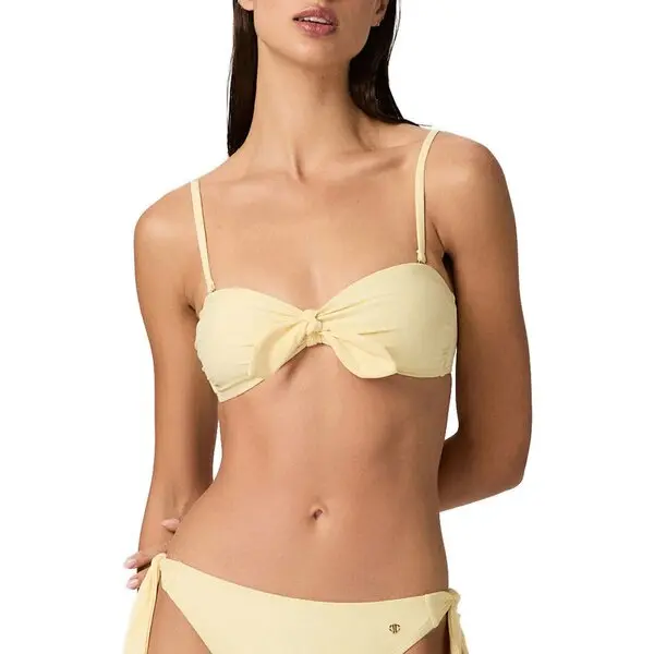Paige Libby Tie Front Bandeau Bikini Top - Sunshine Yellow