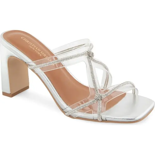 Christian Siriano Rhinestone Embellished Slide Sandal - Silver