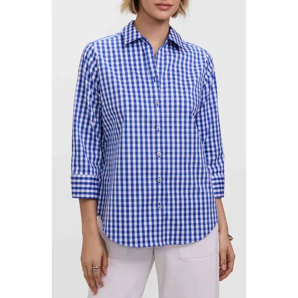 Foxcroft Gingham Button-up Shirt - Blue/white