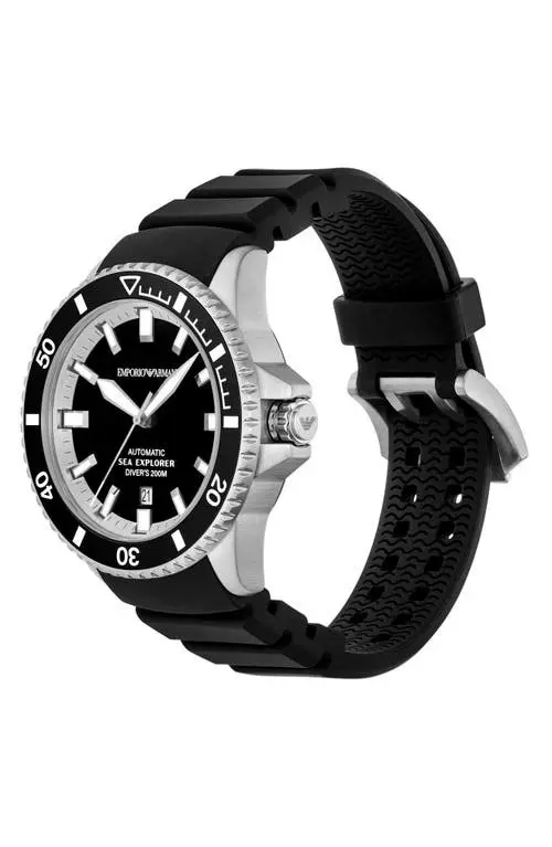 Emporio Armani Sea Explorer Silicone Strap Automatic Diver Watch