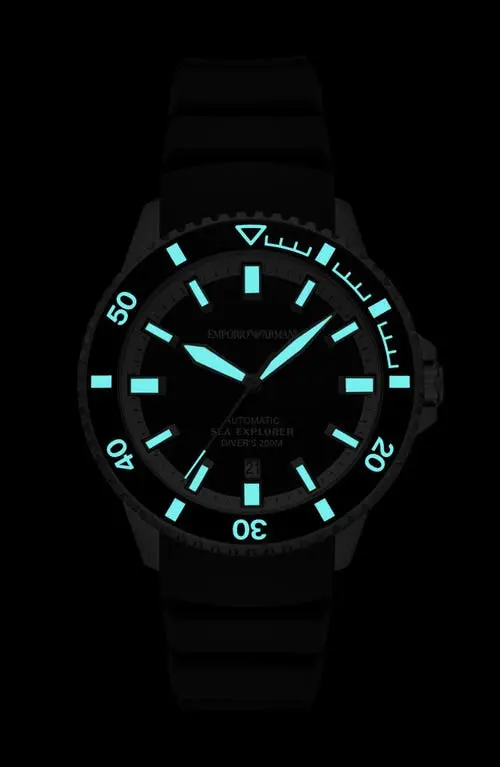 Emporio Armani Sea Explorer Silicone Strap Automatic Diver Watch