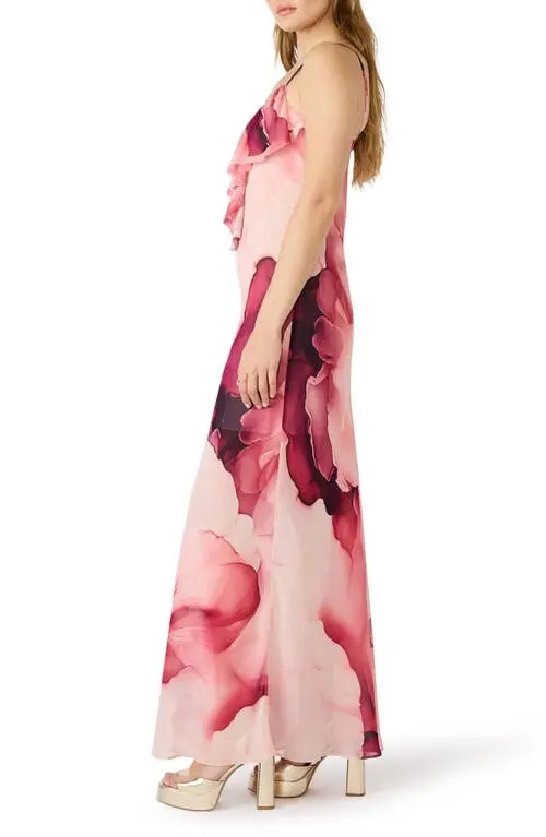 Steve Madden Cloud Print Ruffle Neck Maxi Dress
