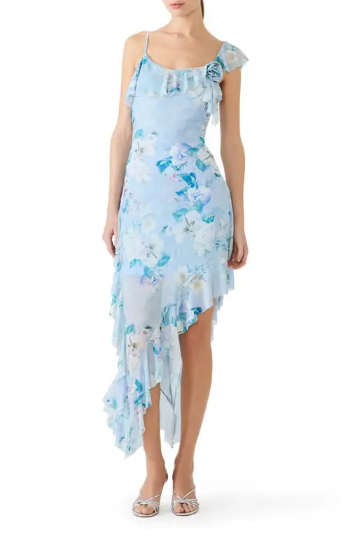 Steve Madden Sorellia Floral Print Asymmetric Ruffle Dress