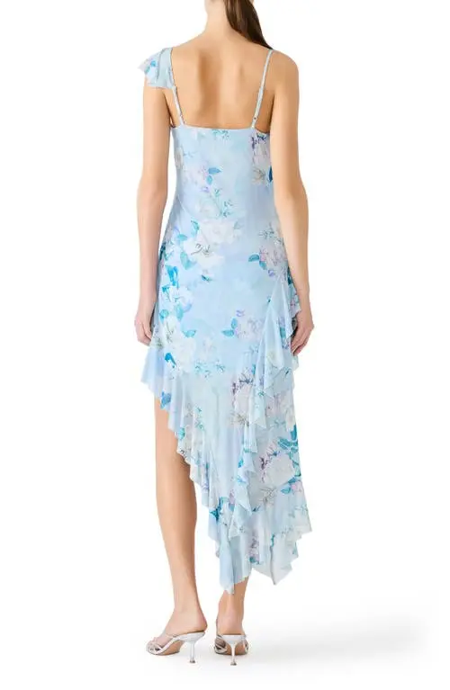 Steve Madden Sorellia Floral Print Asymmetric Ruffle Dress