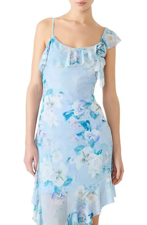 Steve Madden Sorellia Floral Print Asymmetric Ruffle Dress