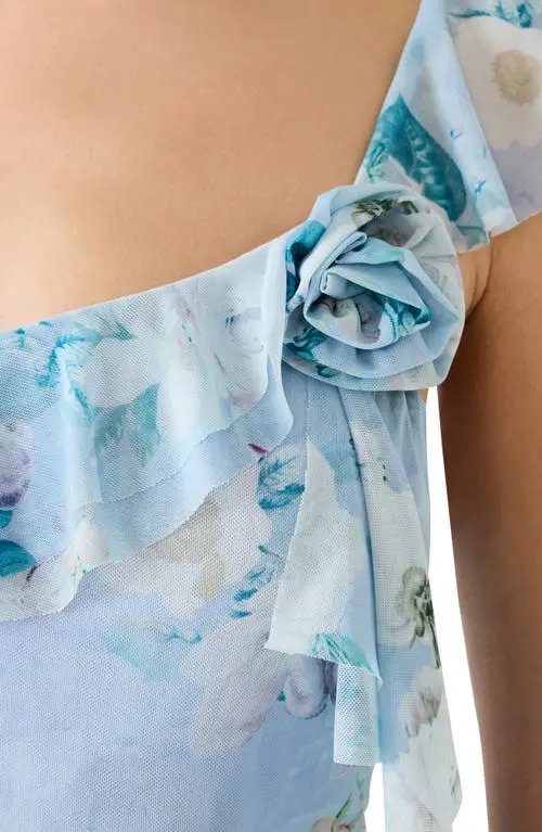 Steve Madden Sorellia Floral Print Asymmetric Ruffle Dress