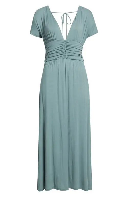 Loveappella Ruched Bodice Midi Dress - Sage