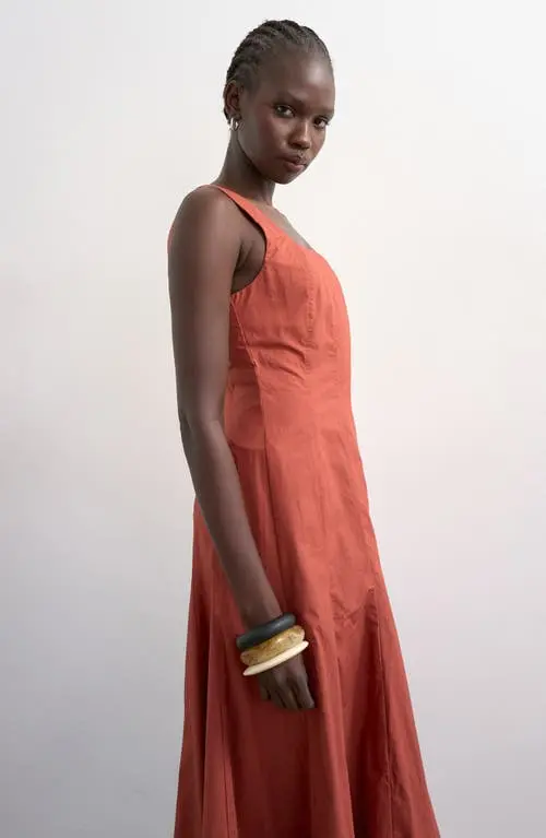 Topshop Cotton Maxi Sundress - Rust