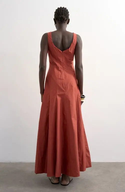 Topshop Cotton Maxi Sundress - Rust