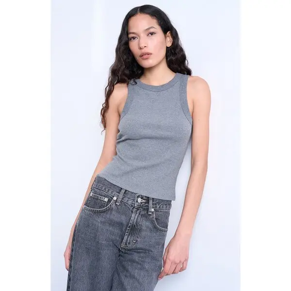 Topshop Ribbed Tank - Grey