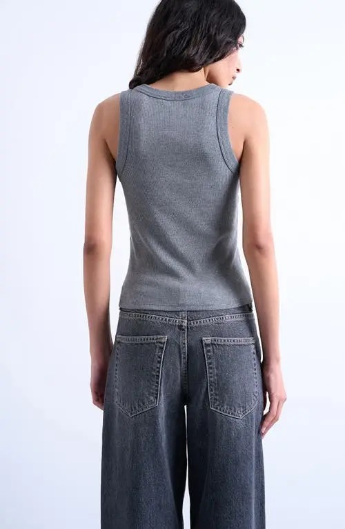 Topshop Ribbed Tank - Grey
