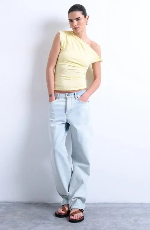 Topshop Knot One-shoulder Top - Buttermilk
