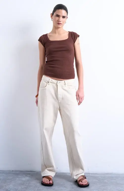 Topshop Square Neck Rib Top