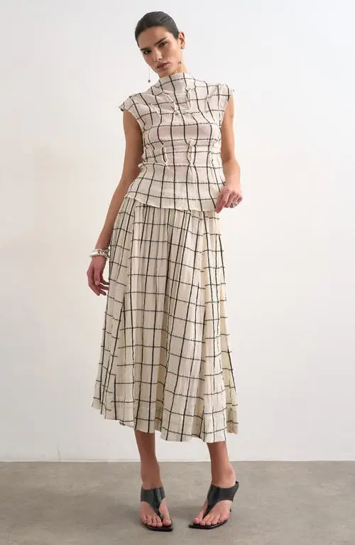 Topshop Saloon Midi Skirt - Stone