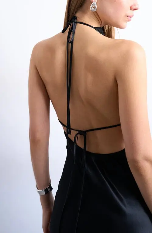Topshop Cowl Halter Neck Open Back Maxi Dress - Black