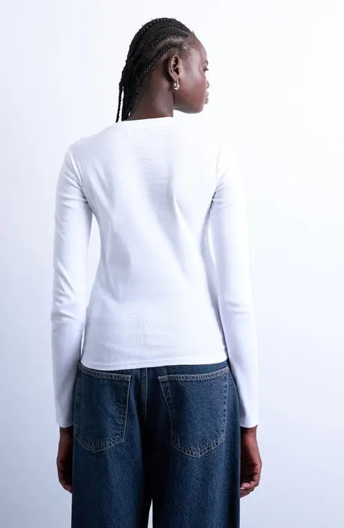 Topshop Long Sleeve Cotton T-shirt - White