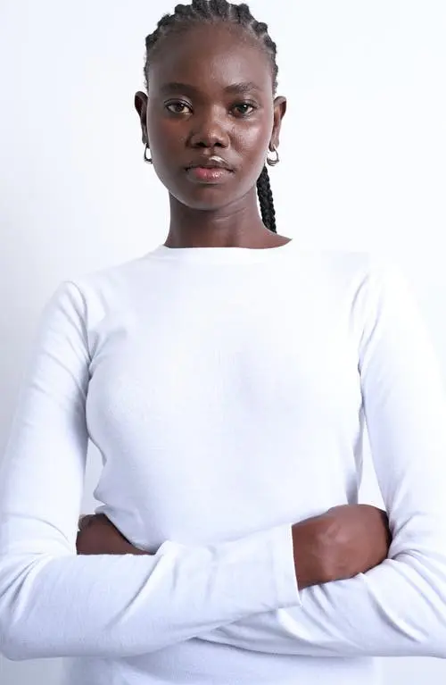 Topshop Long Sleeve Cotton T-shirt - White