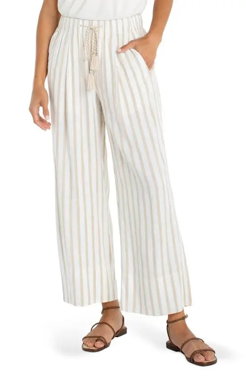 LIVERPOOL Stripe Pull-on Crop Wide Leg Trousers