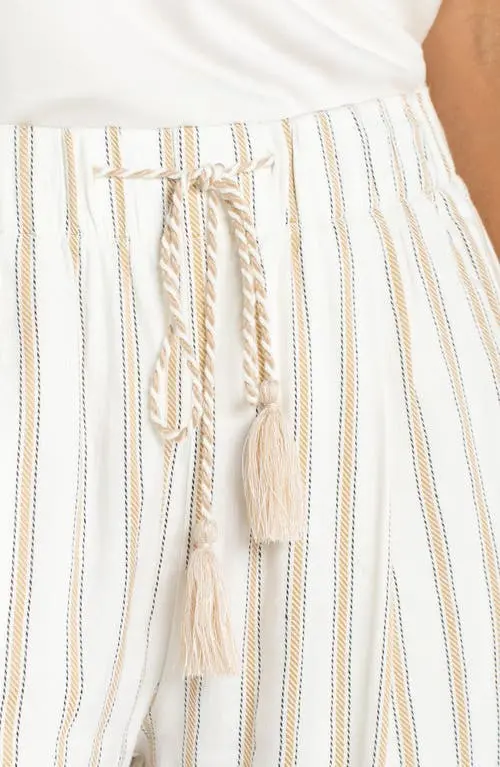 LIVERPOOL Stripe Pull-on Crop Wide Leg Trousers