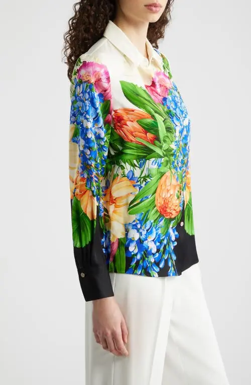 Elie Tahari Floral Stretch Silk Shirt