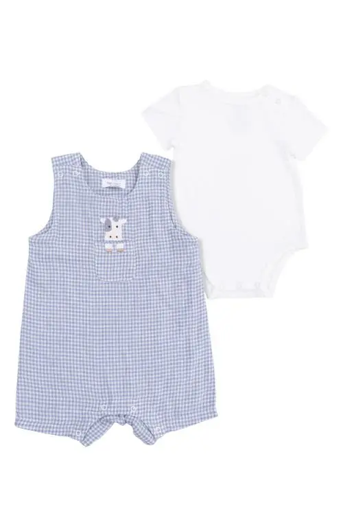 ANGEL DEAR Farm Animal Appliqué Romper & Bodysuit Set - Blue