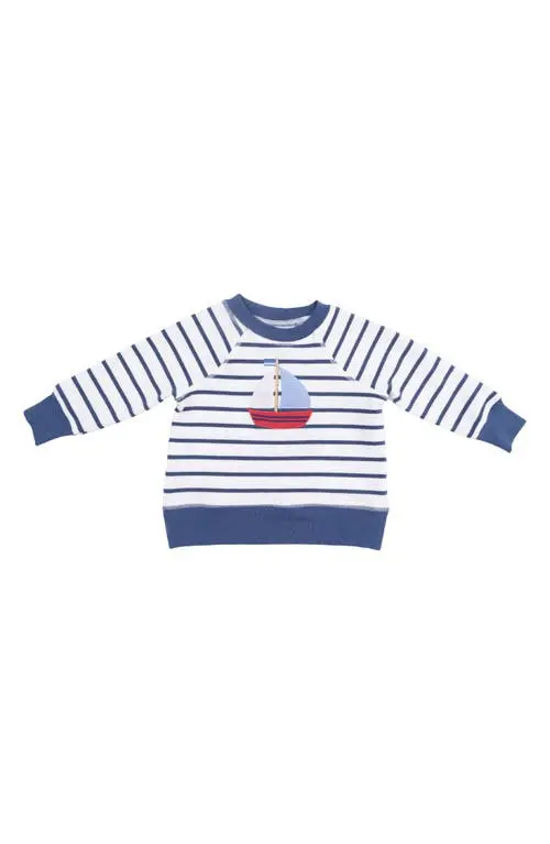 ANGEL DEAR Bubby Sailboat French Terry Sweatshirt - White Blue