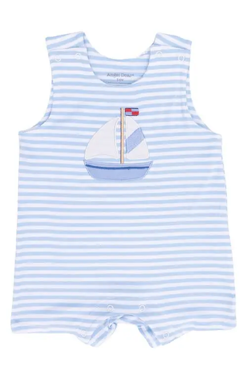 ANGEL DEAR Bubbly Sailboat Stripe Romper - White Blue