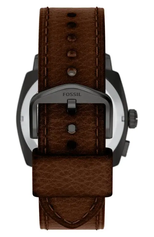 Fossil Machine Big Tic® Anadigi Leather Strap Watch - Brown