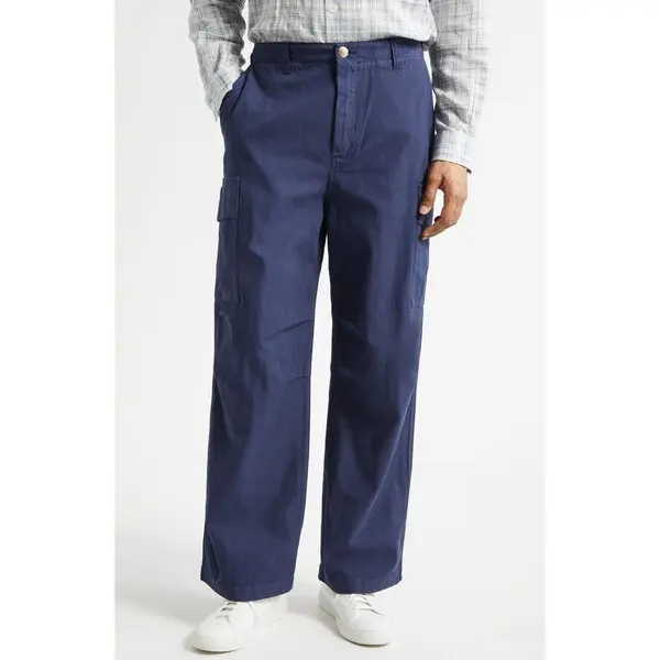 PALMES Cotton Herringbone Wide Leg Cargo Pants