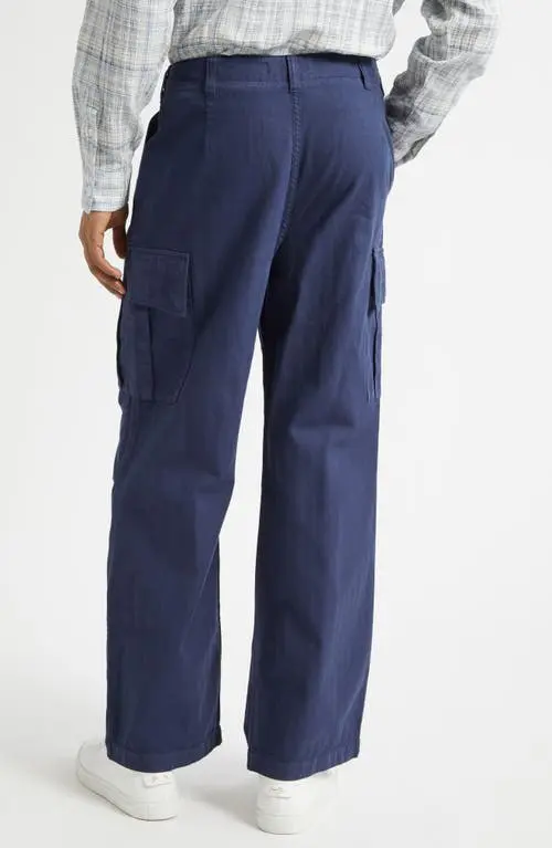 PALMES Cotton Herringbone Wide Leg Cargo Pants