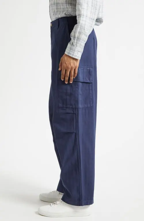 PALMES Cotton Herringbone Wide Leg Cargo Pants
