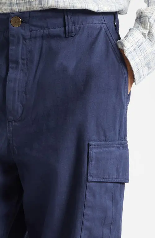 PALMES Cotton Herringbone Wide Leg Cargo Pants