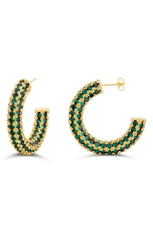 SHYMI Crystal Pavé Hoop Earrings - Gold/green