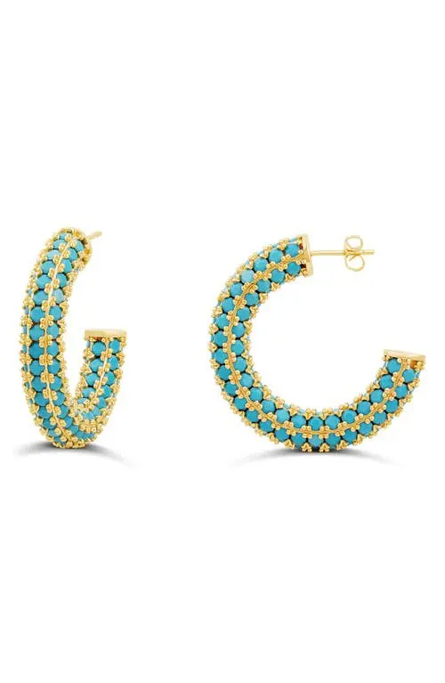 SHYMI Crystal Pavé Hoop Earrings - Gold/turquoise