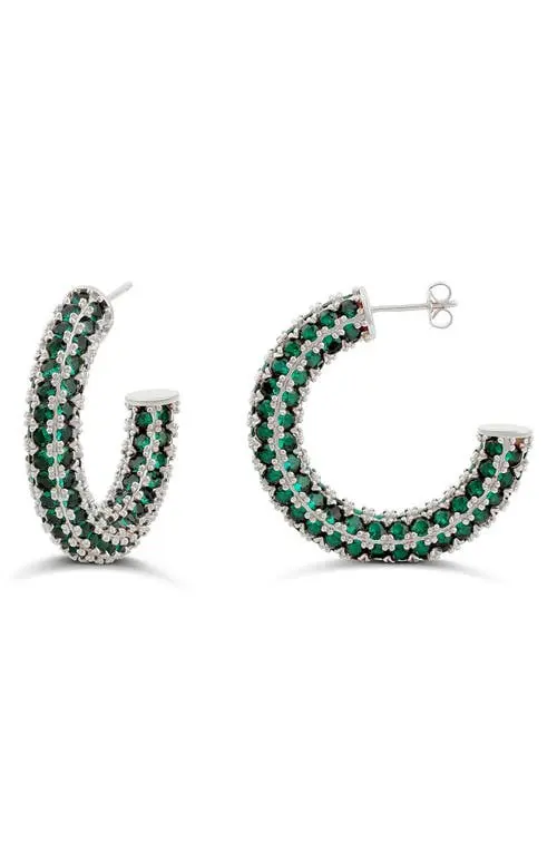 SHYMI Crystal Pavé Hoop Earrings - Silver