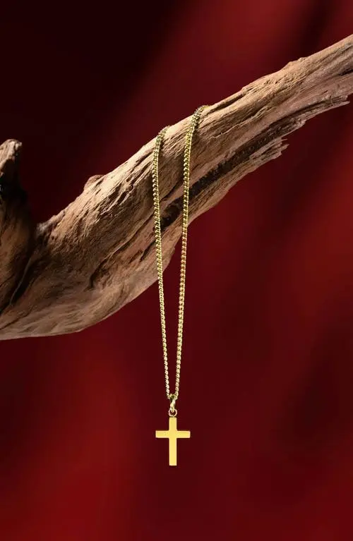 VINCERO Sterling Cross Pendant Necklace - Gold