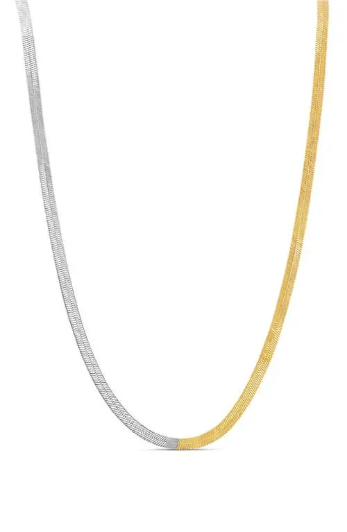 SHYMI Two-tone Herringbone Chain Necklace - Gold Silver