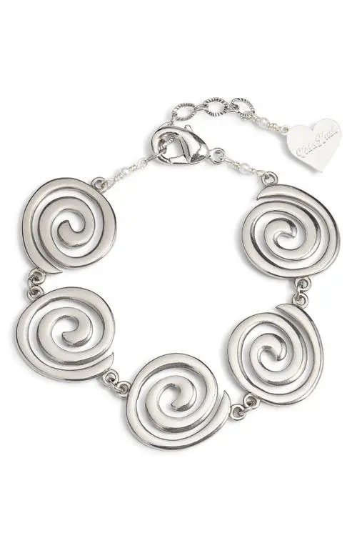 VIDAKUSH Swirl Station Link Bracelet - Silver