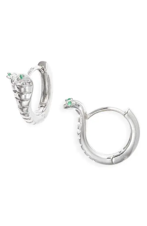 CHILD OF WILD Odish Cobra Huggie Hoop Earrings - Silver