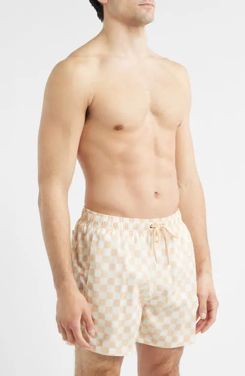 BOARDIES Checkerboard Print Swim Trunks - Sand/cream