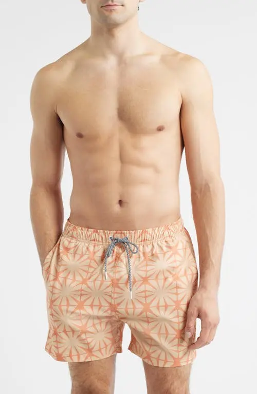 BOARDIES Tile Print Mid-length Swim Trunks - Sand/caramel