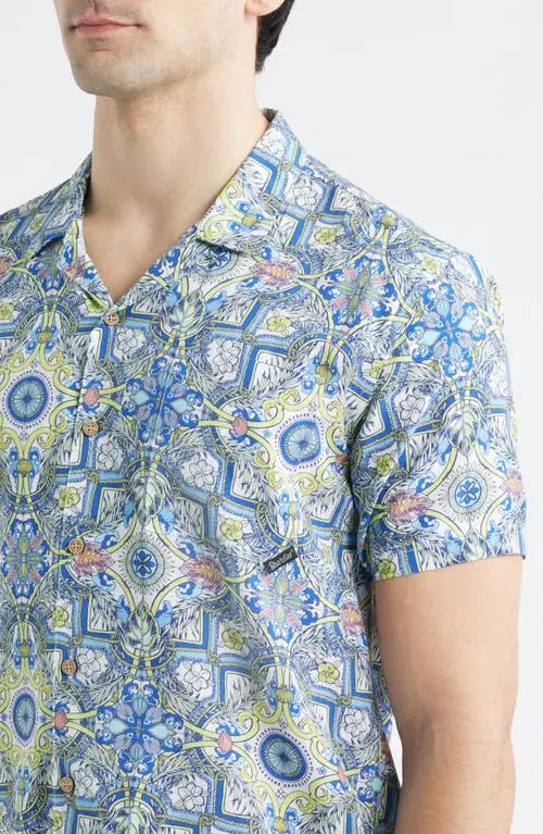 BOARDIES Print Camp Shirt - Blue Multi