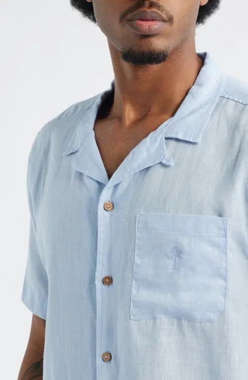 BOARDIES Short Sleeve Button-up Camp Shirt - Blue