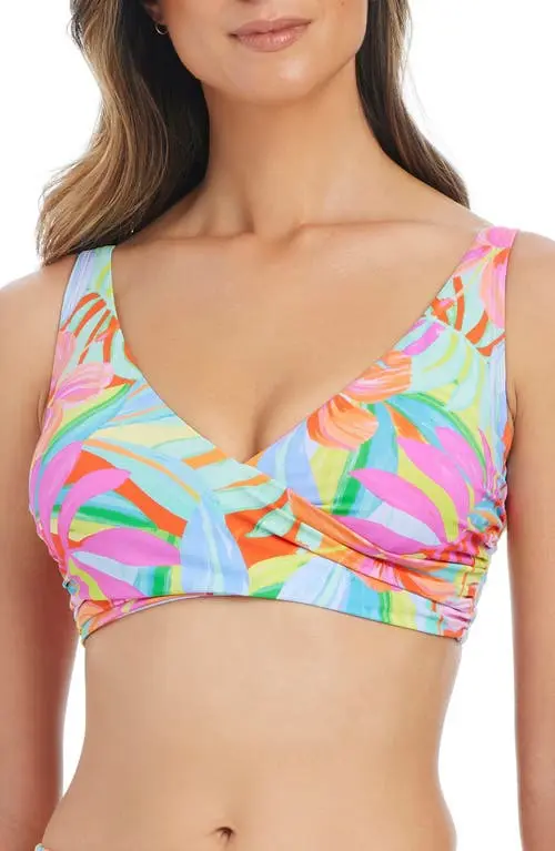ROD BEATTIE Print Banded Wrap Bikini Top - Pink Multi