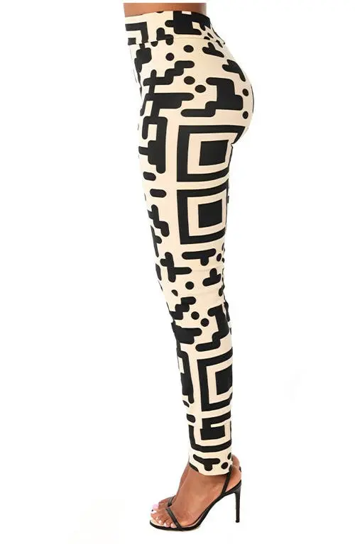 DAI MODA Qr Code Abstract Print Leggings
