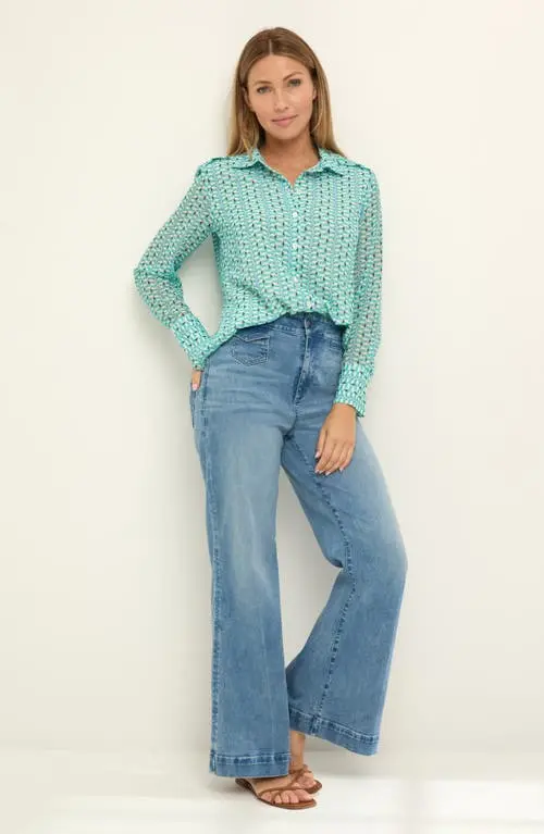 NIC+ZOE Geo Steps Relaxed Fit Button-up Shirt