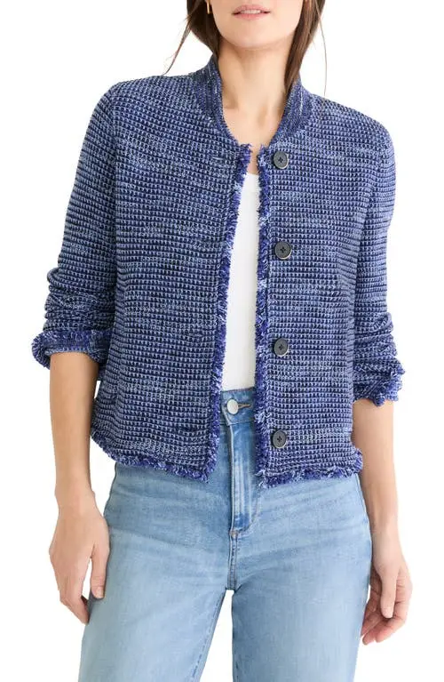 NIC+ZOE Fringe Knit Bomber Jacket