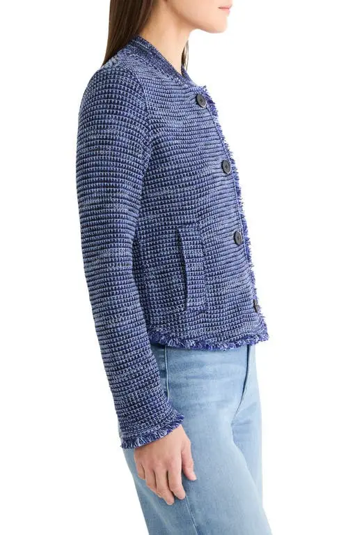 NIC+ZOE Fringe Knit Bomber Jacket