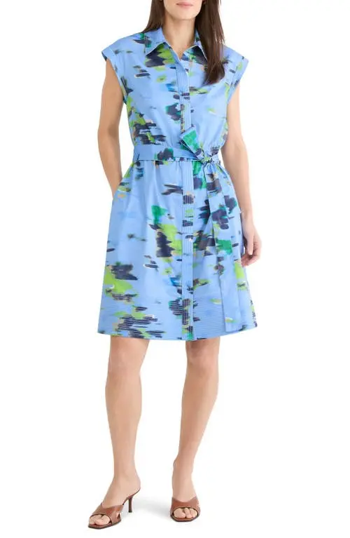 NIC+ZOE Camille Water Lilies Shirtdress - Blue Multi