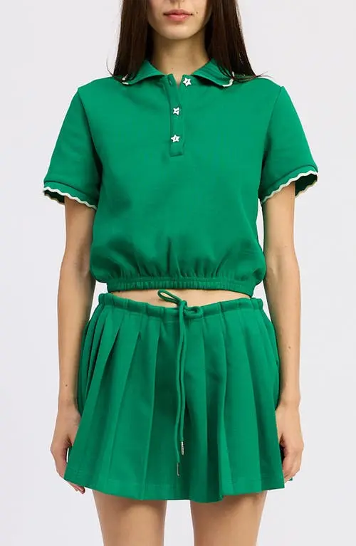 JACQUIE THE LABEL Sonnet Crop Cotton Blend Polo